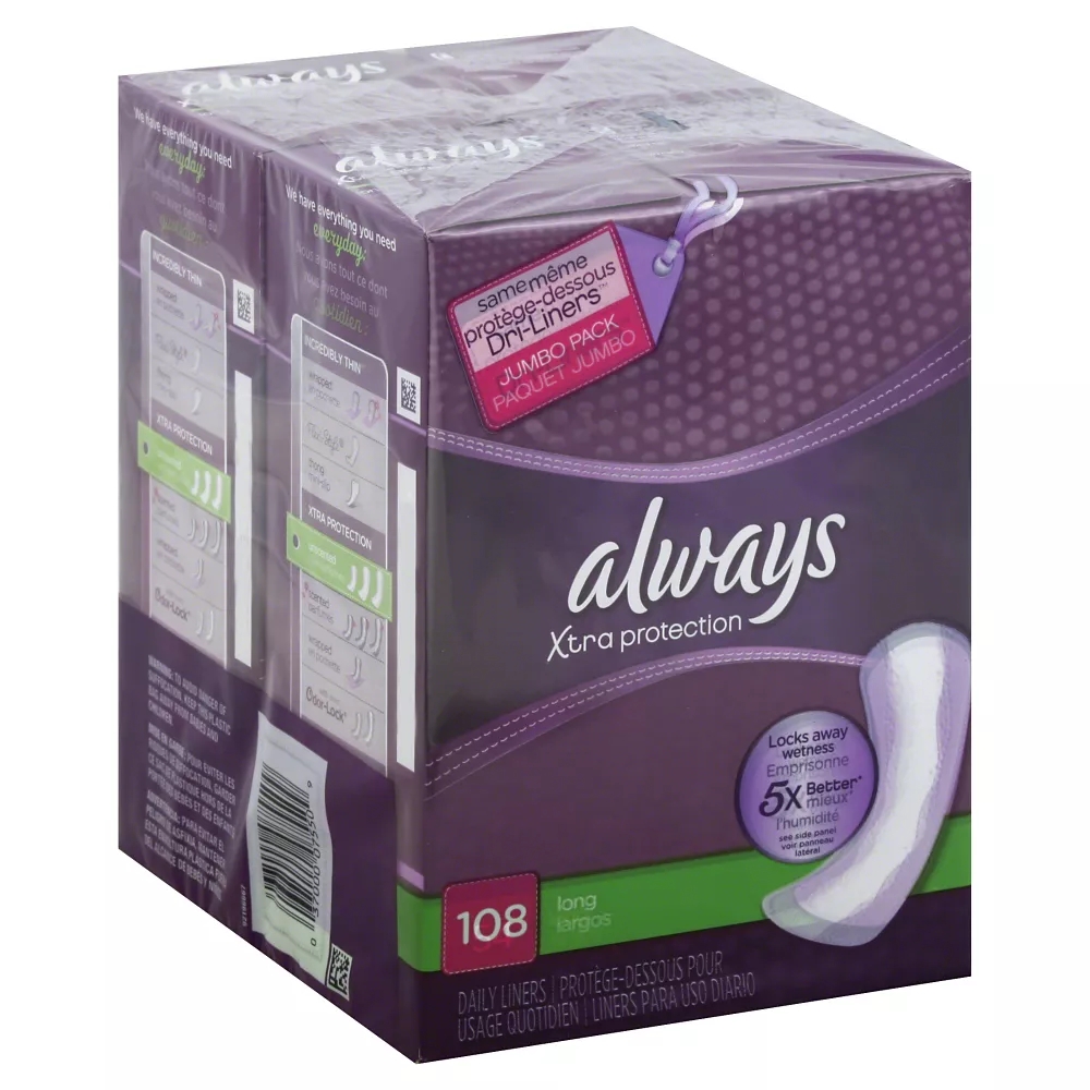 Always Dri-Liners 108-Count Long Unscented Pantiliner Best Deals and ...