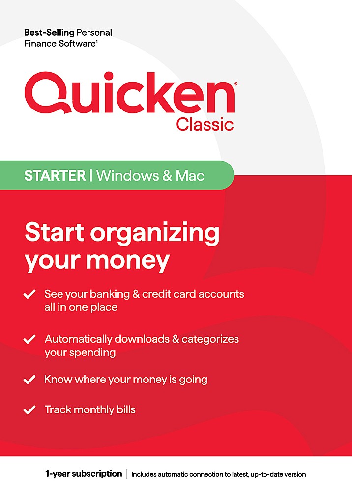 Quicken - Classic Starter 1-Year Subscription - Mac OS, Windows ...