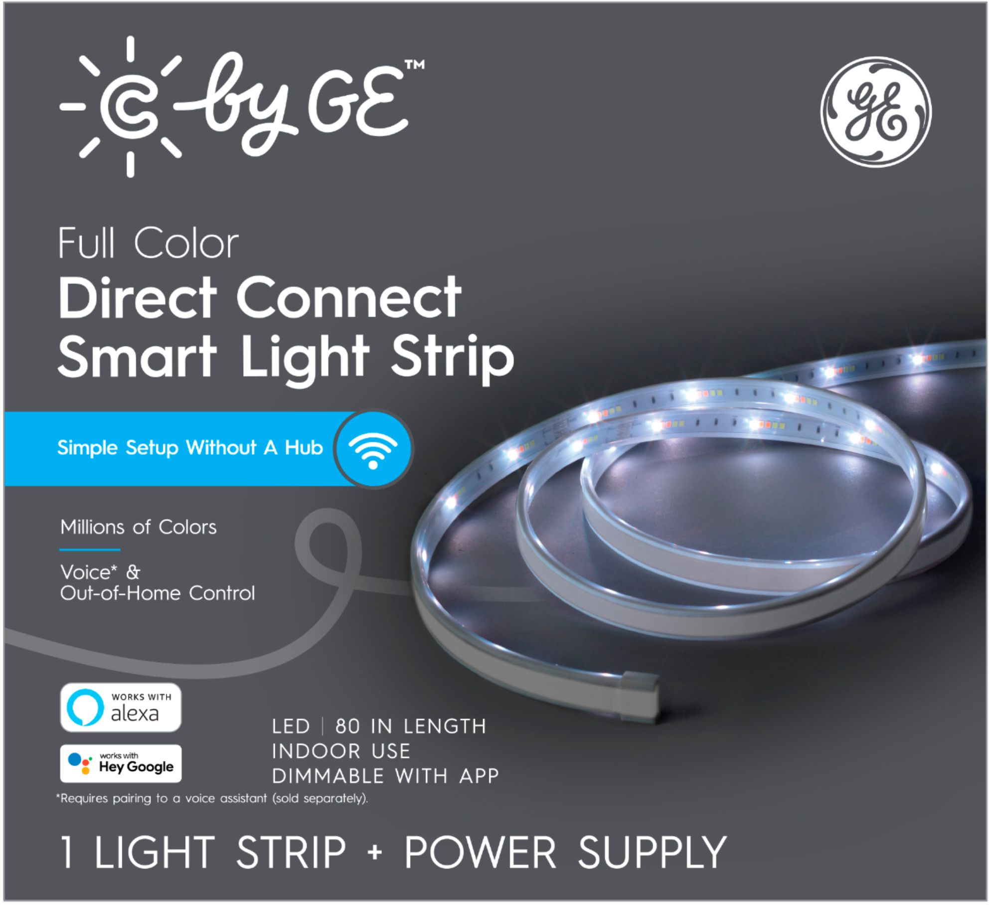 GE - CYNC Smart Full Color Direct Connect LED Strip Lights (80-inch ...