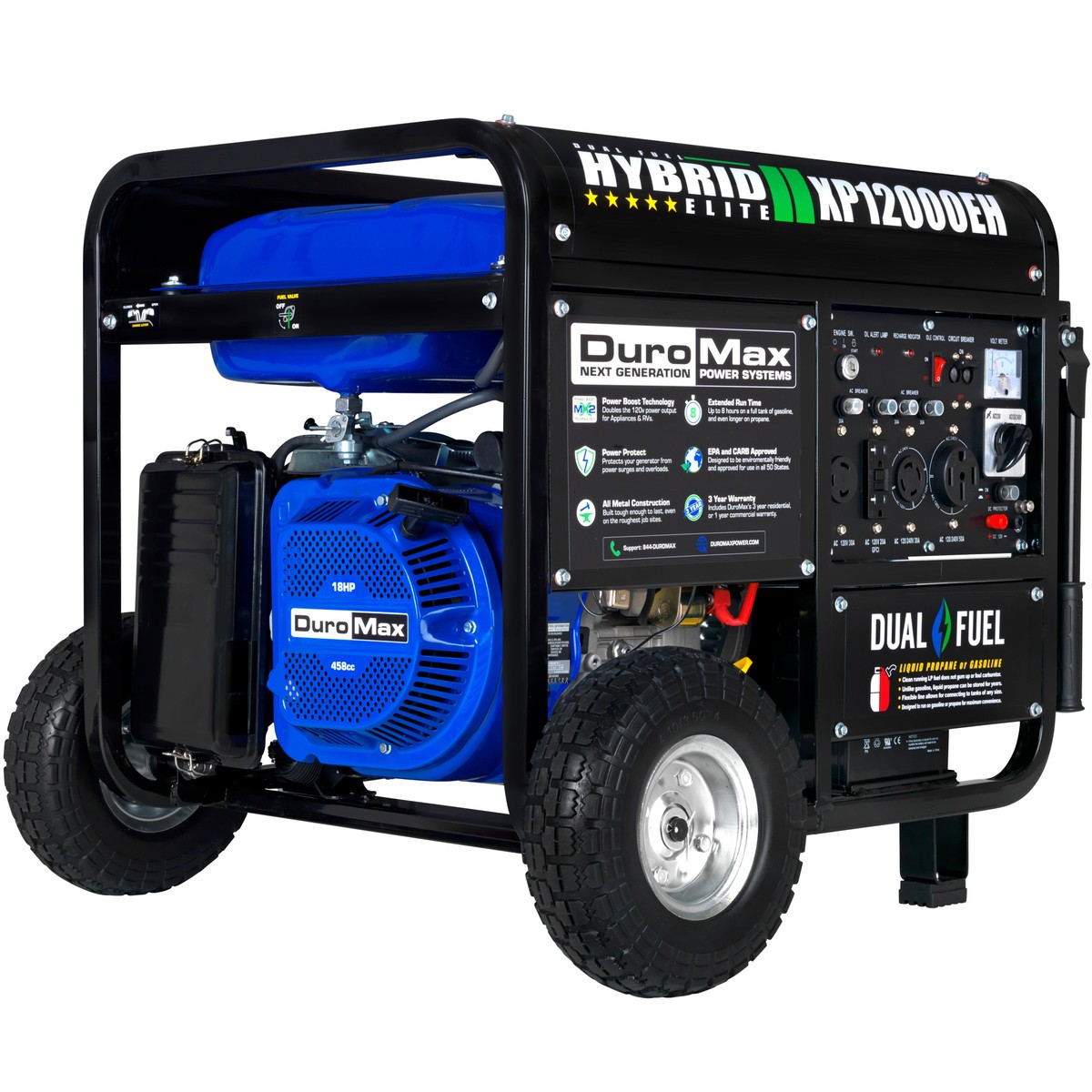 DuroMax XP12000EH 9500W Electric Start Dual Fuel Portable Generator: le ...