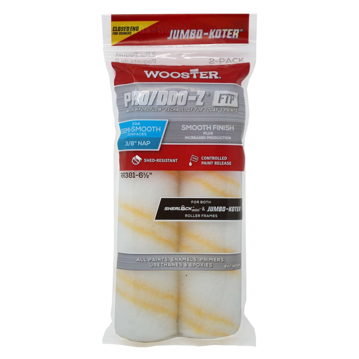 Wooster Pro/Doo-Z Woven 6-1/2 in. W X 3/8 in. Jumbo Paint Roller Cover ...