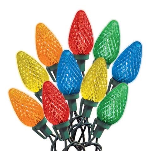 Celebrations Blue LED C9 Multicolored 75 ct String Christmas Lights 49 ...