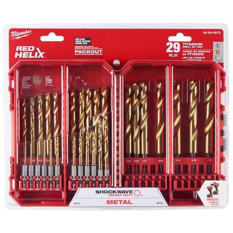Milwaukee Shockwave Titanium Red Helix Drill Bit Set Hex Shank 29 pc ...