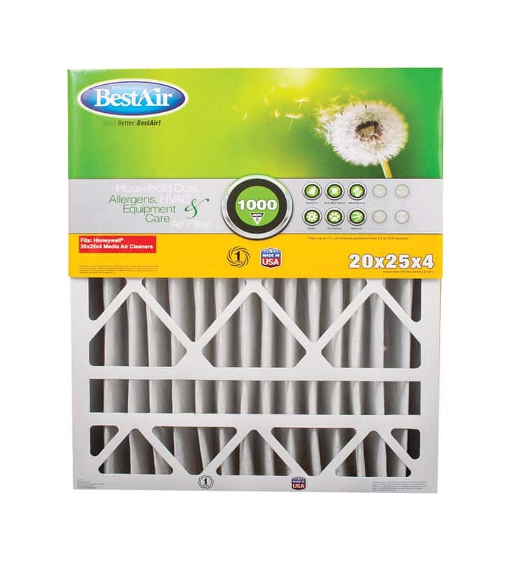 BestAir 20 in. W X 25 in. H X 4 in. D 8 MERV Pleated Air Filter 1 pk ...