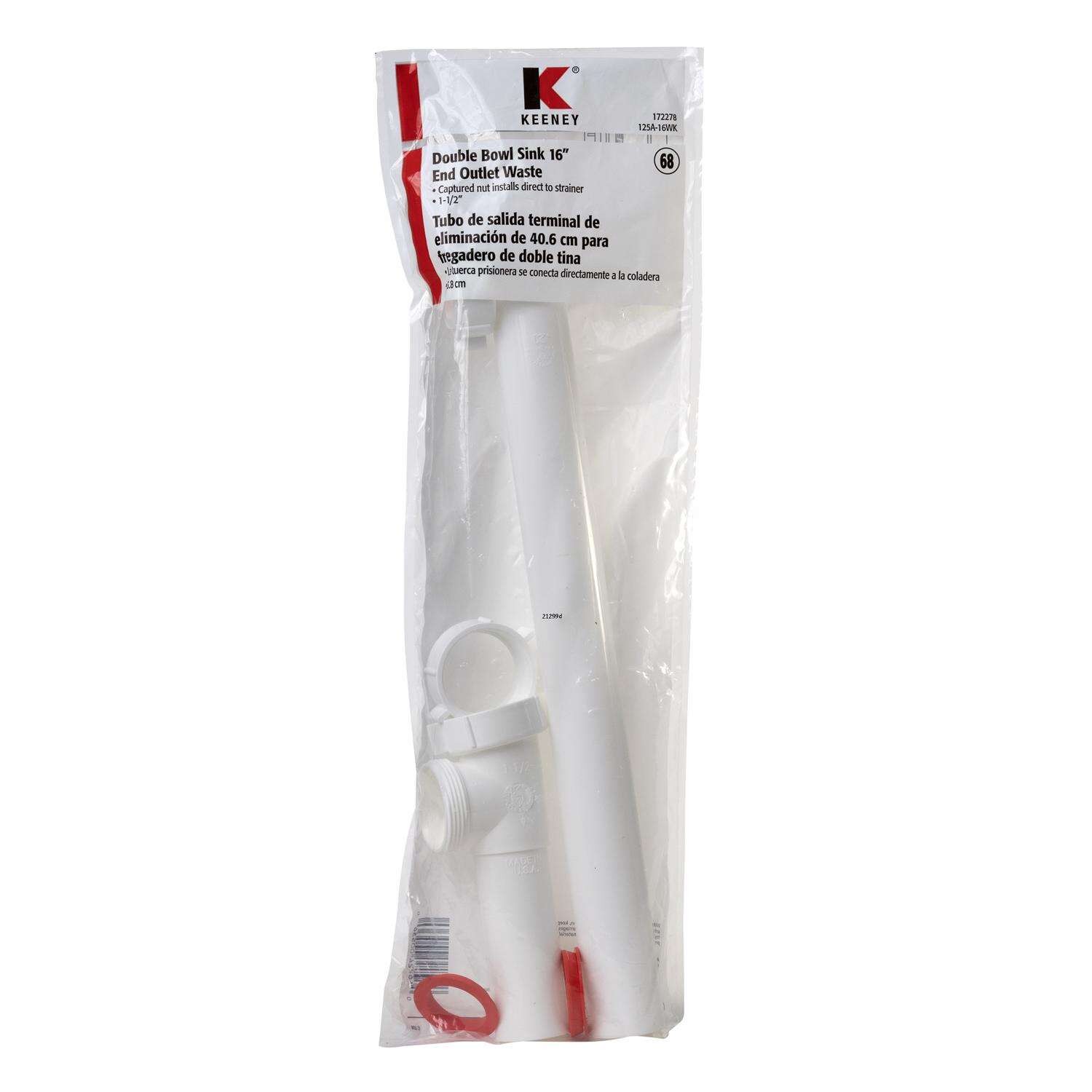 Keeney 1-1/2 in. D X 16 in. L Plastic Continuous Waste End Outlet Best ...