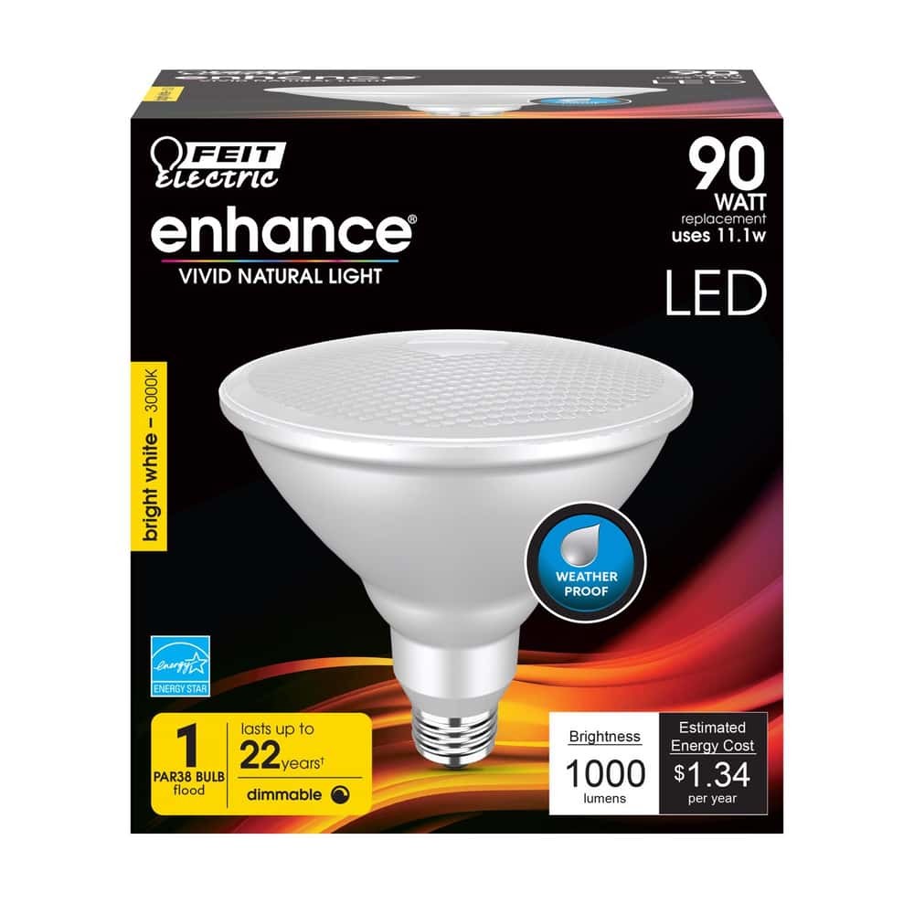 Feit PAR38 E26 (Medium) LED Bulb Bright White 90 Watt Equivalence 1 pk ...