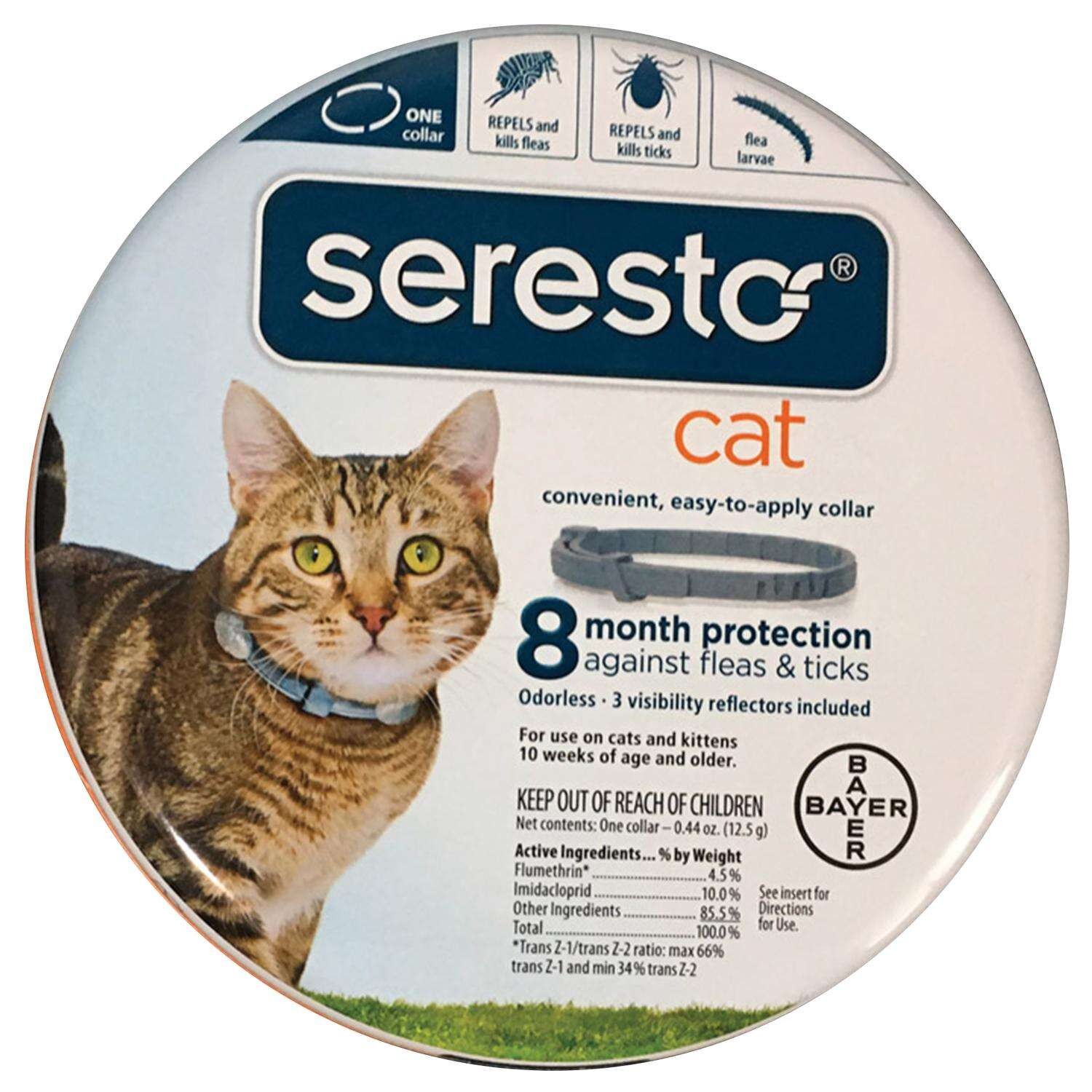 Bayer Seresto Solid Cat Flea and Tick Collar Flumethrin/Imidacloprid 0. ...