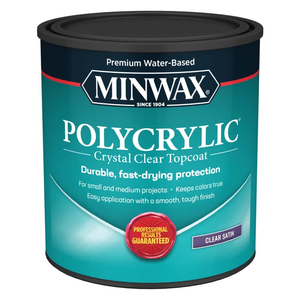 Minwax Polycrylic Satin Crystal Clear Water-Based Polyurethane 1 qt ...
