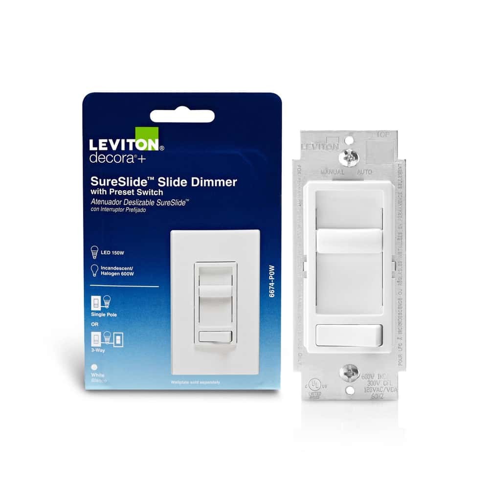 Leviton Decora SureSlide White 600 W Preset Slide Dimmer Switch 1 pk ...