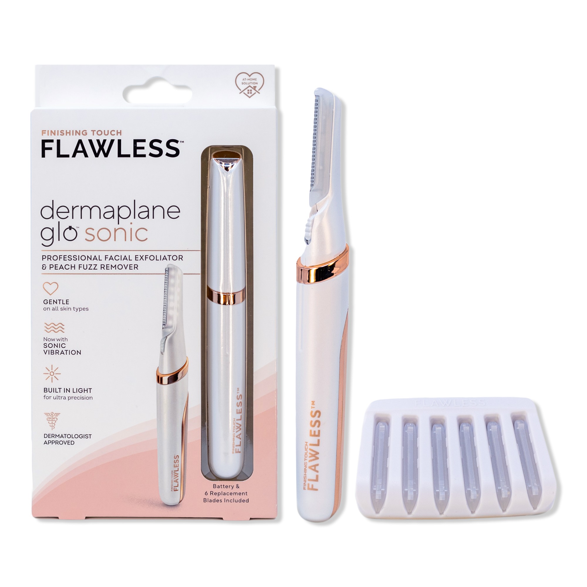 Flawless by Finishing Touch Dermaplane Glo Sonic Lighted Facial ...
