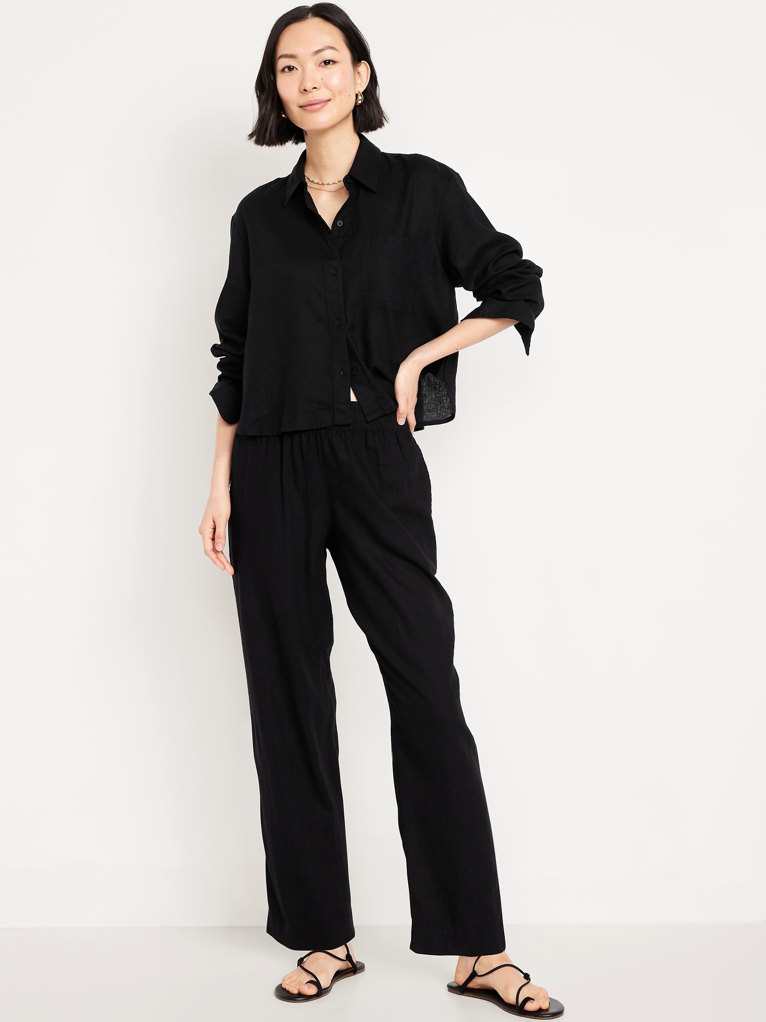 High-Waisted Linen-Blend Straight Ankle Pants: le migliori offerte e lo ...