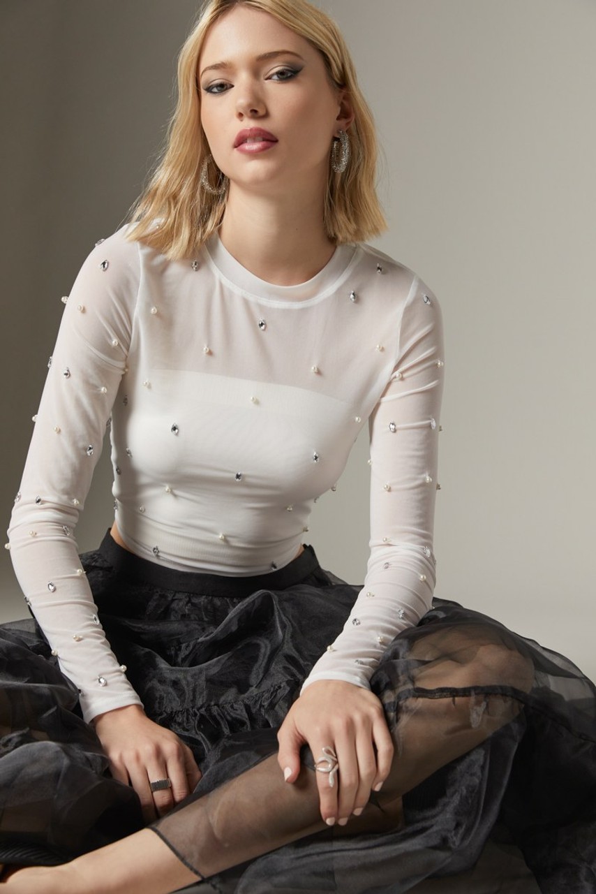 Jen Pearl Embellished Mesh Top Die besten Deals und Preisentwicklungen ...