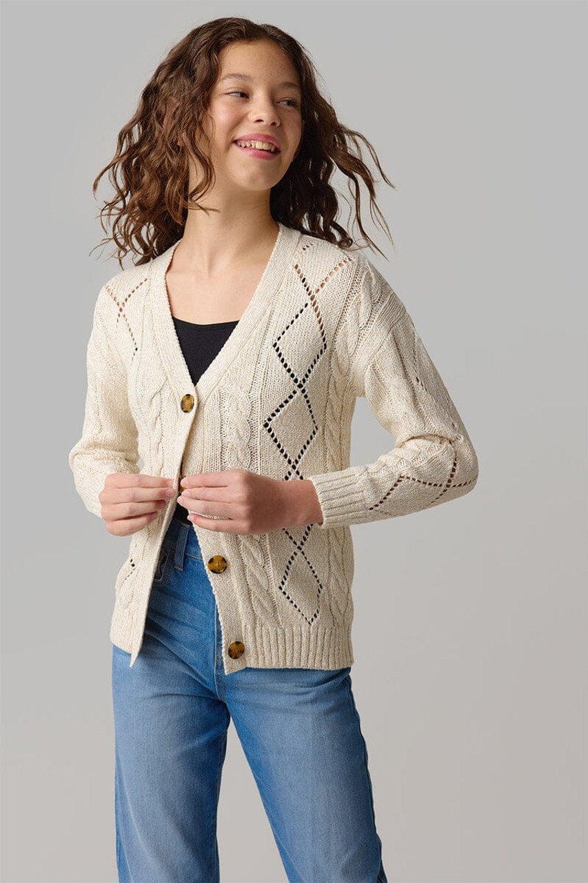 Hello Franki Pointelle Boyfriend Cardigan for girls Die besten Deals ...