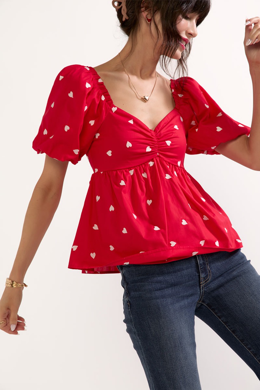 Shelly Cinched Heart Pattern Blouse Die besten Deals und Preisentwicklungen auf joinhoney.com ...
