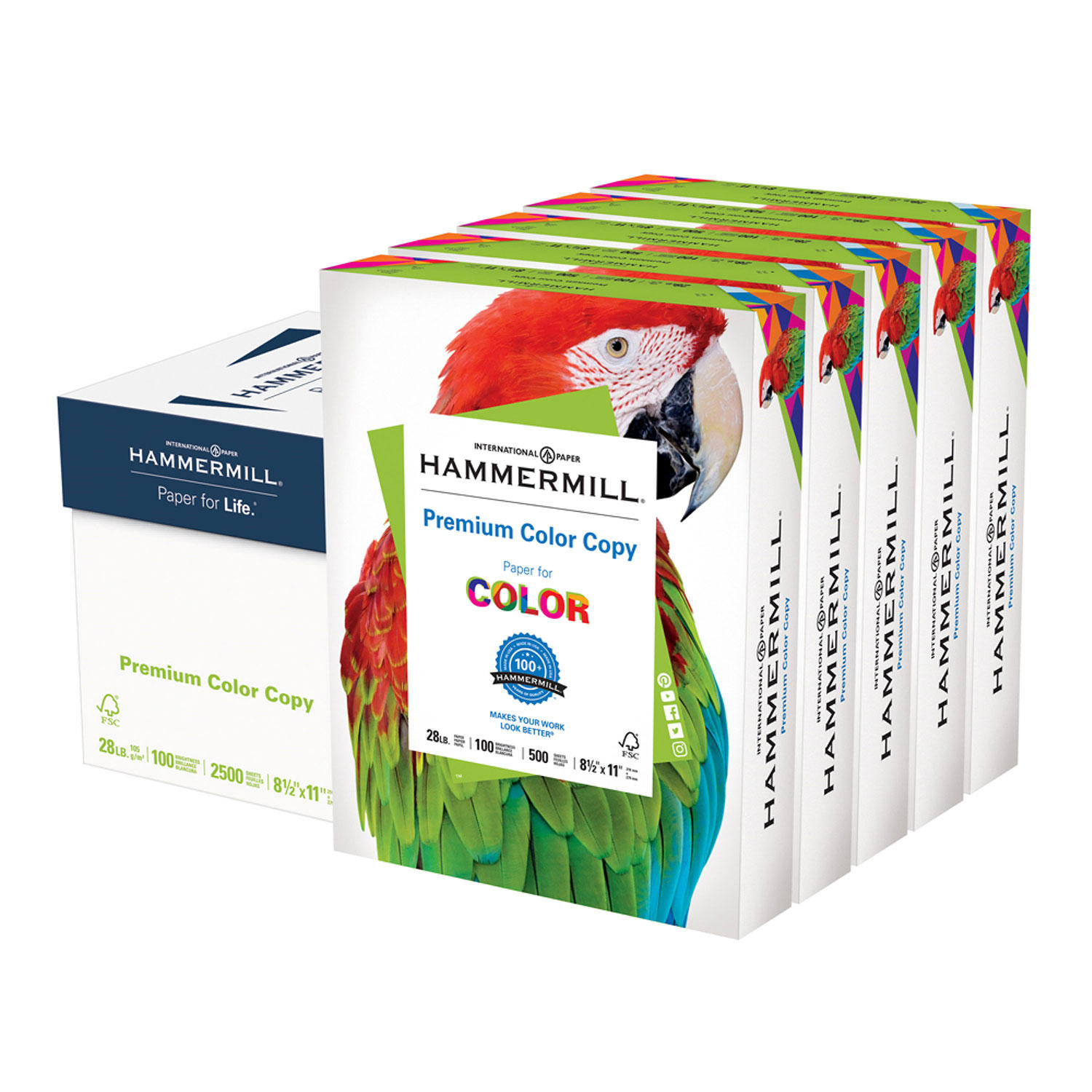 Hammermill Color Copy Paper, 100 Bright, 28lb, Letter, Photo White, 500 ...