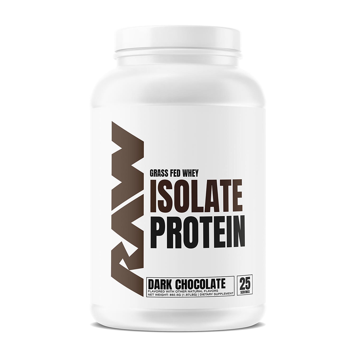 RAW 25g Grass Fed Whey Isolate Protein Powder, Dark Chocolate (1.97 lbs ...