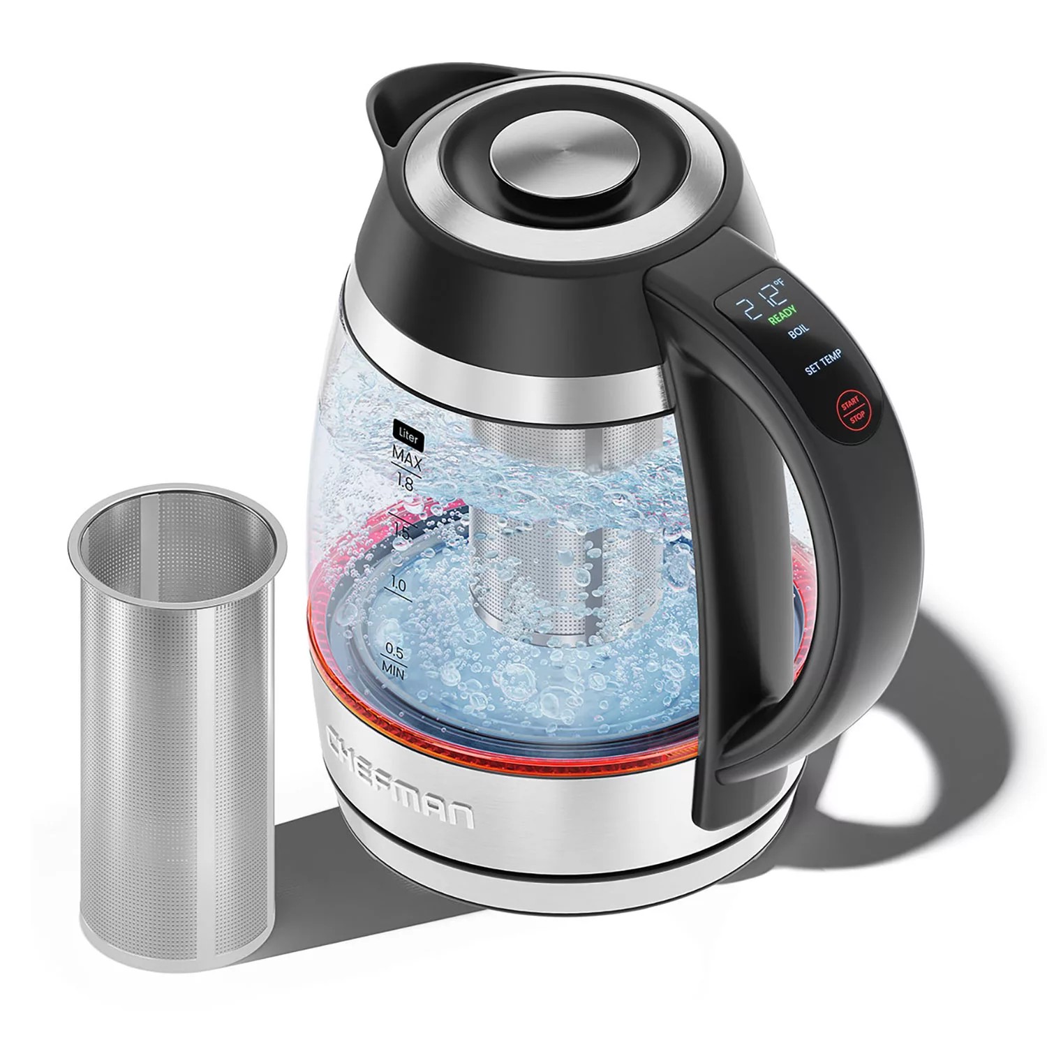 Chefman Custom-Temp 1.8L Electric Tea Kettle With Tea Infuser Deals and ...