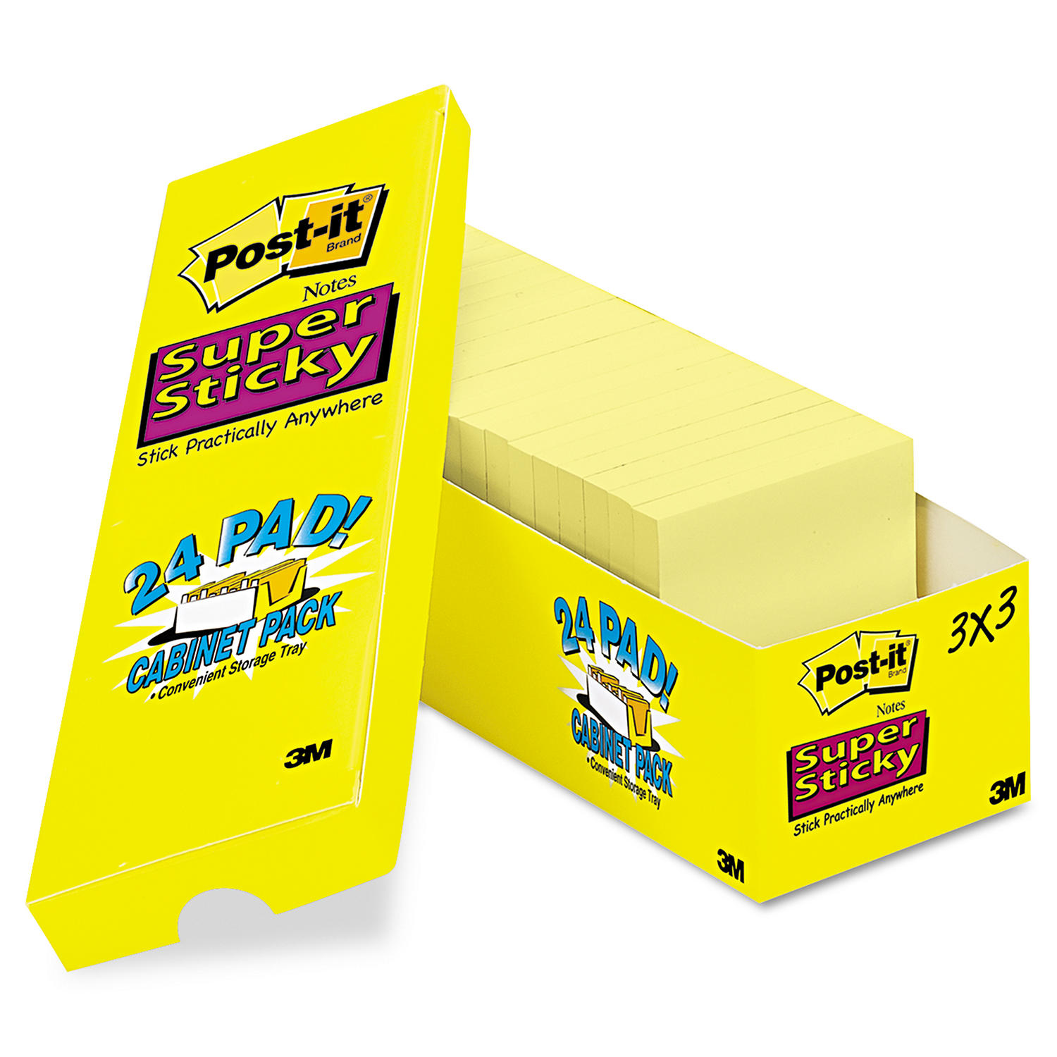 Post-it® Notes Super Sticky Pads, 3" x 3", Canary Yellow, 24 Pads ...