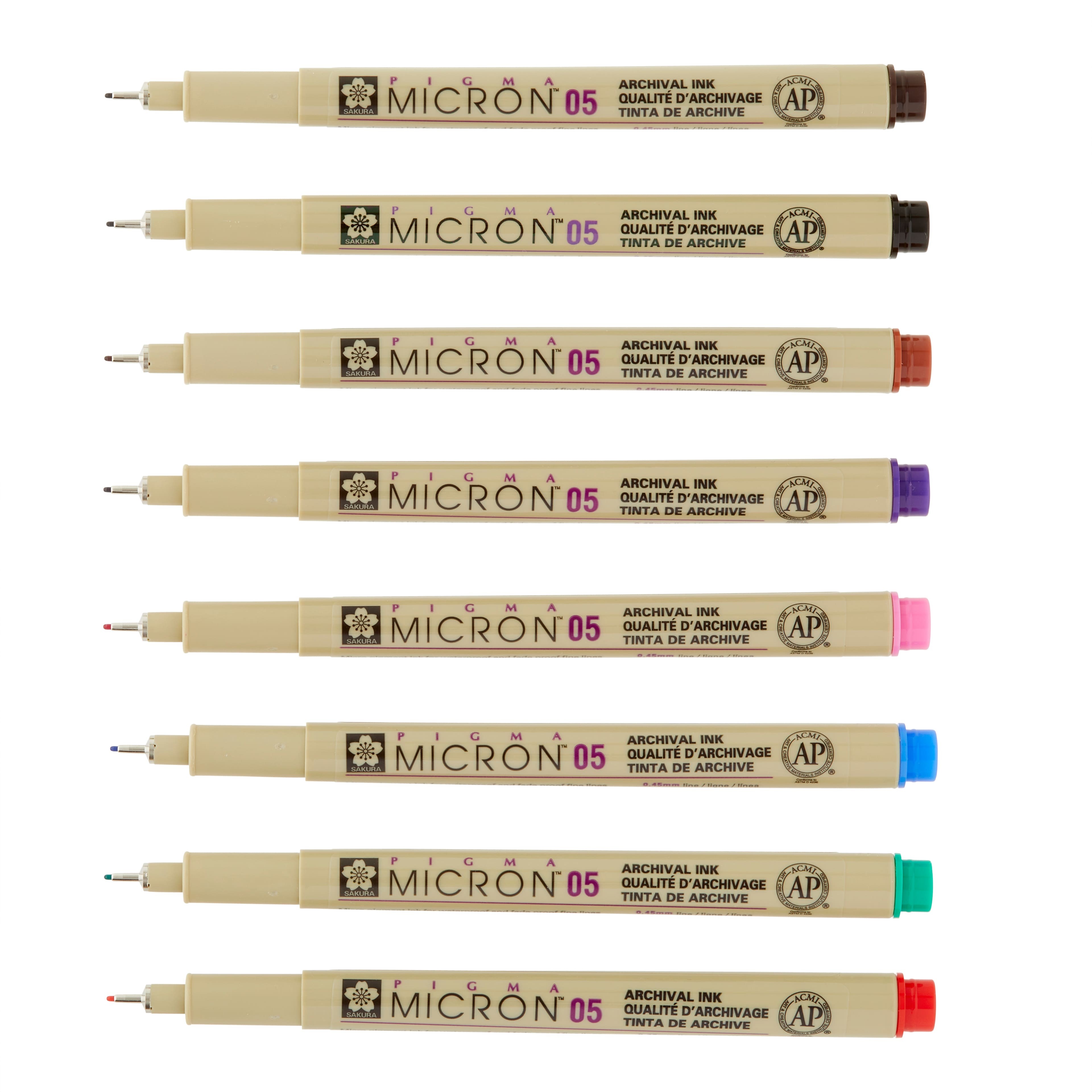 Pigma® Micron™ 05 Fine Line Pen 8 Color Set By Sakura | 0.45 mm ...