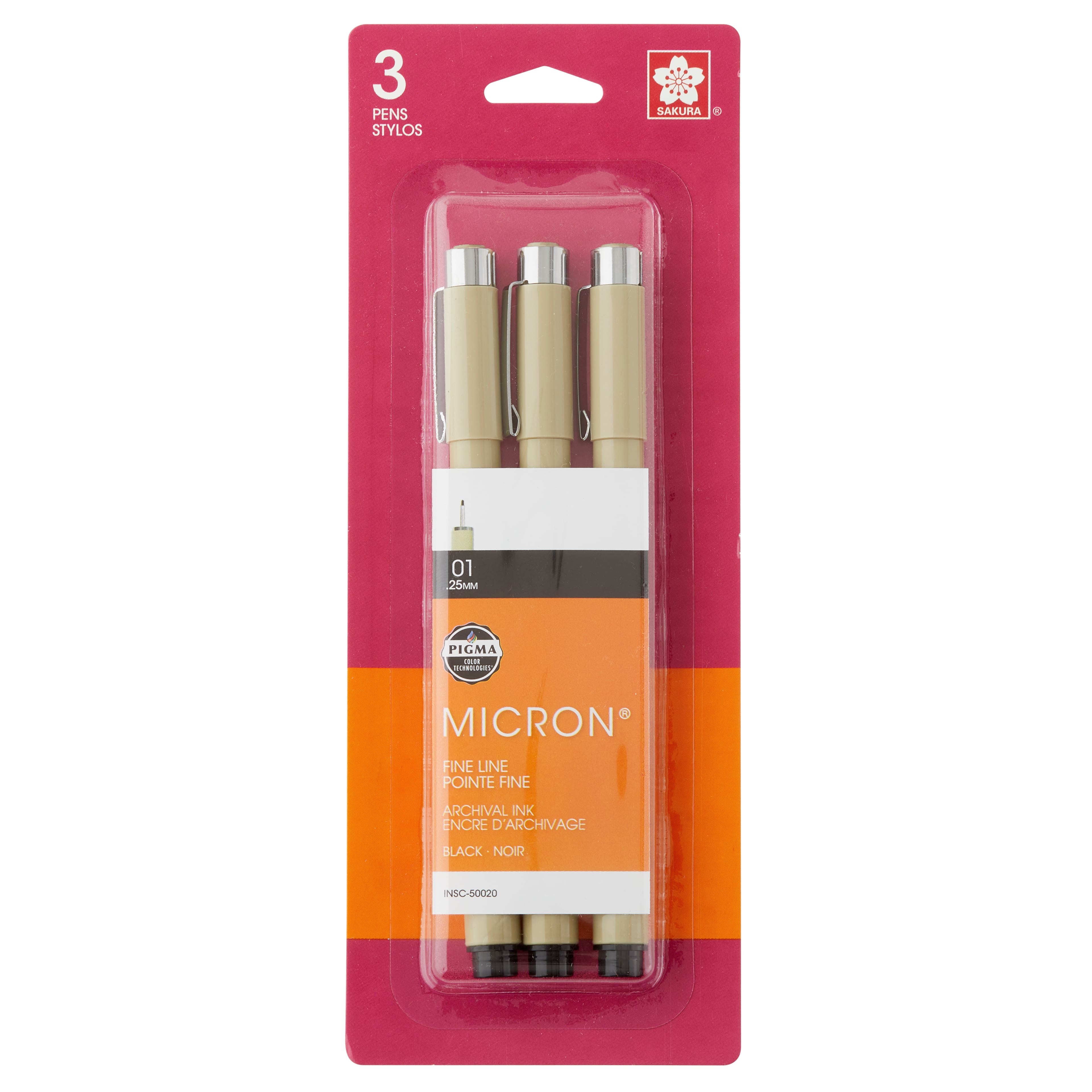 Pigma® Micron™ Fine Line Black Pens, 3ct. By Sakura | 0.25 mm ...