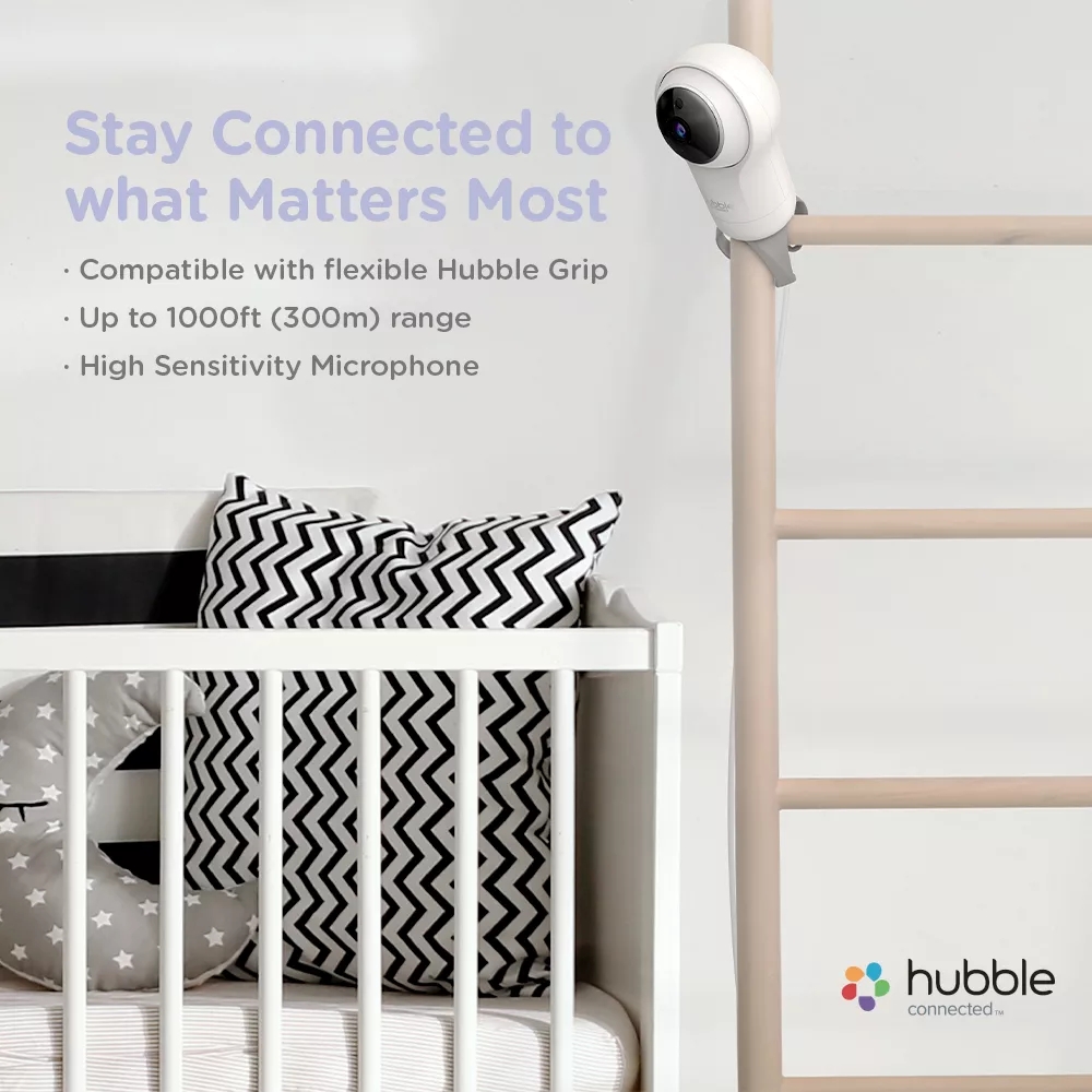 Hubble Connected Nursery View Pro Twin Video Baby Monitor In White Best ...
