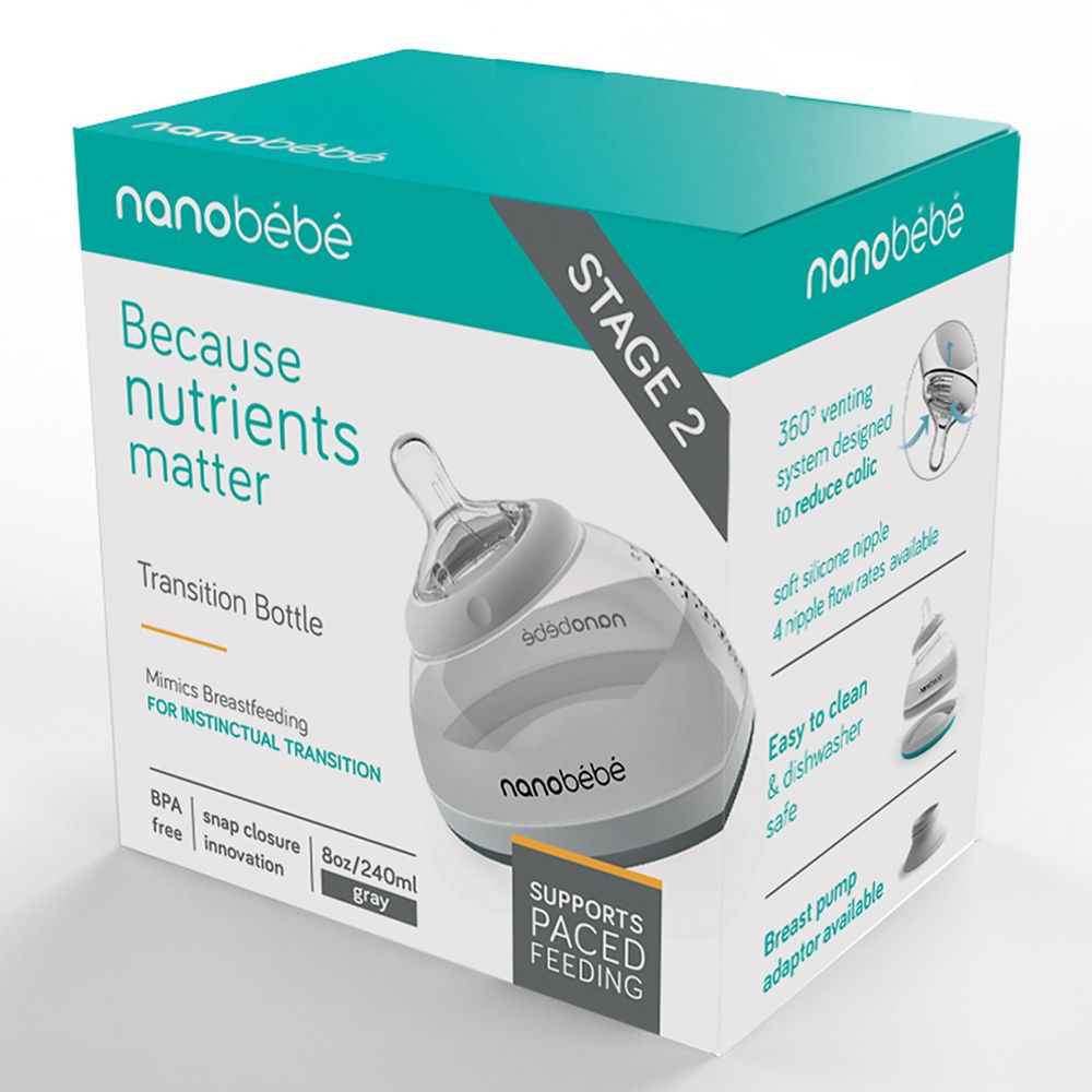 Nanobebe 8 Fl. Oz. Breast Milk Bottle In Grey Best Deals and Price ...