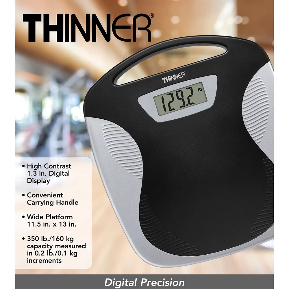 Conair® Thinner® Portable Digital Bathroom Scale in Black/Silver Best ...