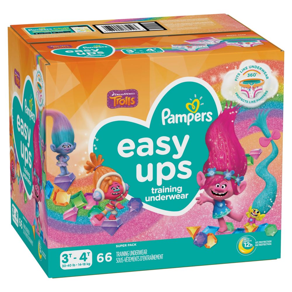 Pampers Easy Ups 66-Count Size 3-4T Girl's Training Underwear Multi ...