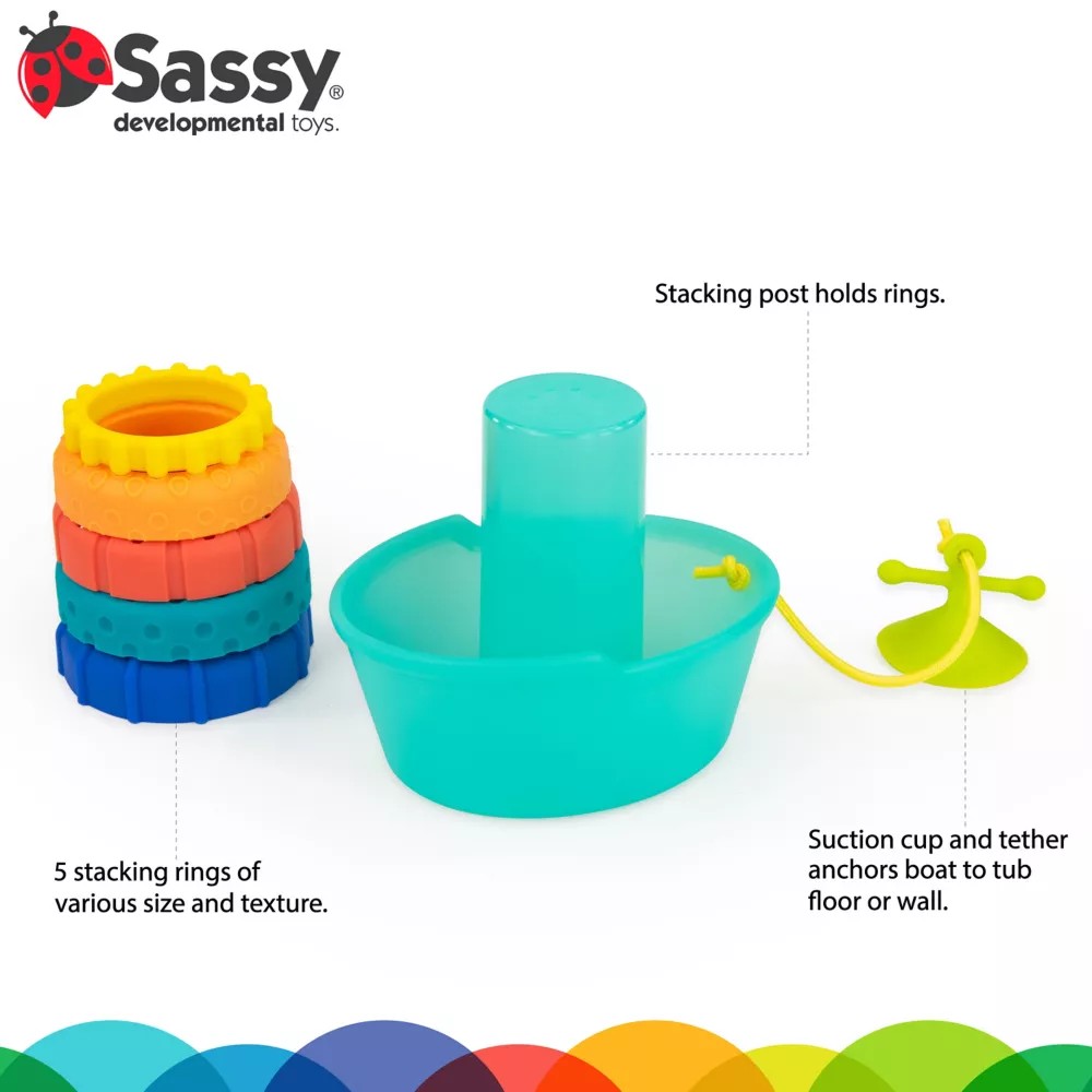 Sassy Stackin’ Ship Tub Toy Bath Ring Stacker Multi Best Deals and ...