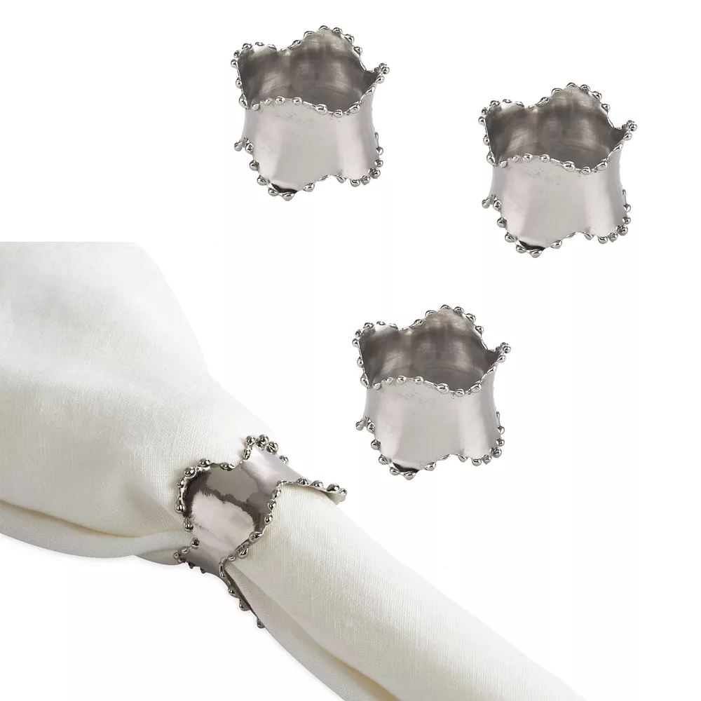 Saro Lifestyle Classic Wavy Design Napkin Rings In Silver (Set Of 4 ...