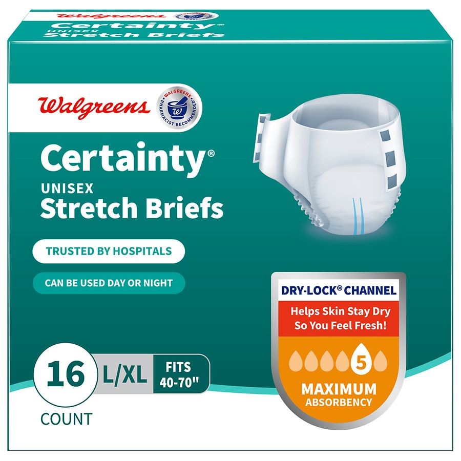 Walgreens Certainty Adult Incontinence Stretch Briefs with Tabs Large/X ...