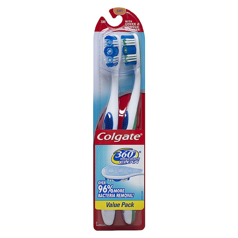 Colgate 360 Toothbrush with Tongue and Cheek Cleaner Soft - 2.0 ea Die ...