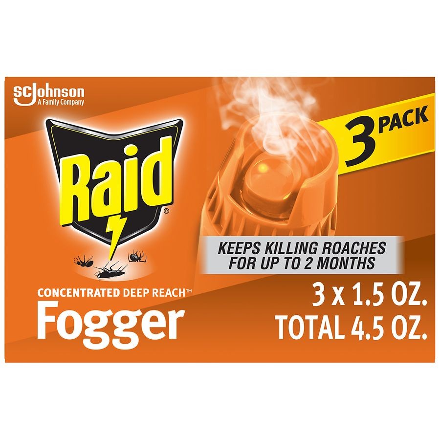 Raid Concentrated Deep Reach Pest Killer & Roach Fogger, 1.5 oz, 3 pack ...