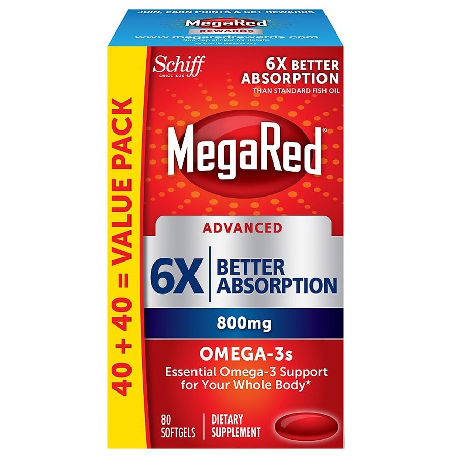 MegaRed Advanced 6X Absorption Softgels, Omega-3 Fish Oil Supplement ...