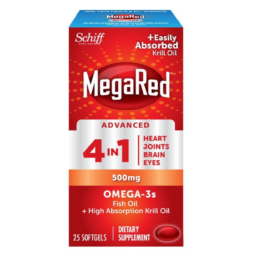 MegaRed Advanced 4 in 1 500 mg Concentrated Omega-3 Fish & Krill Oil ...