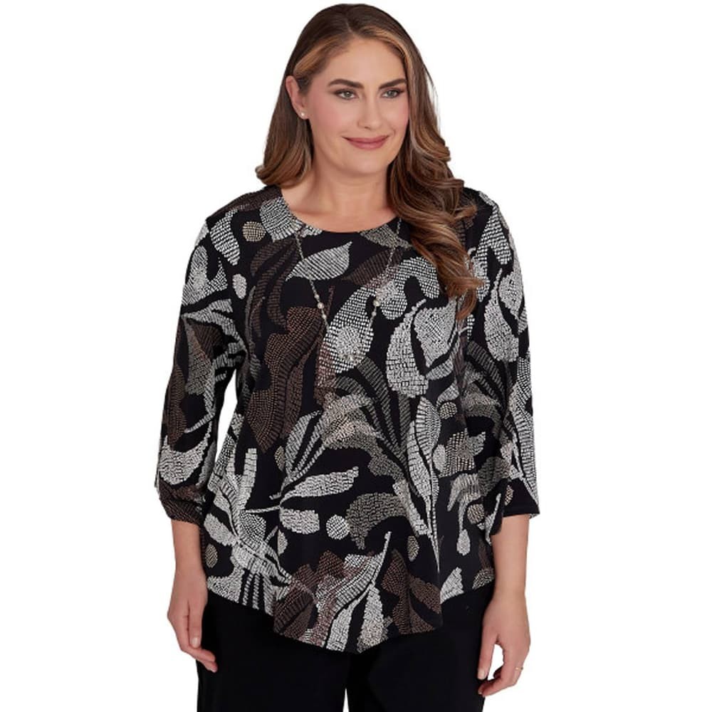 Plus Size Alfred Dunner Classics Texture Leaves Puff Blouse Best Deals ...