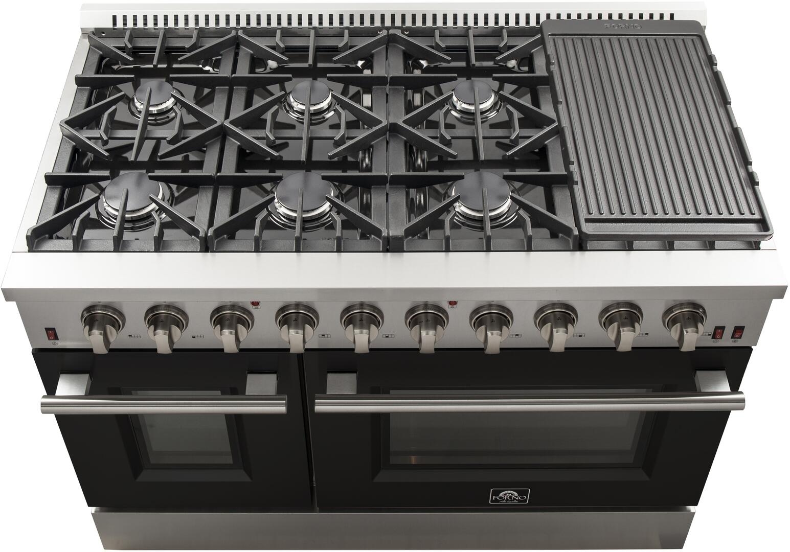 FFSGS6244-48BLK 48"" Natural Gas Range with 6.58 cu. ft. Total Capacity ...