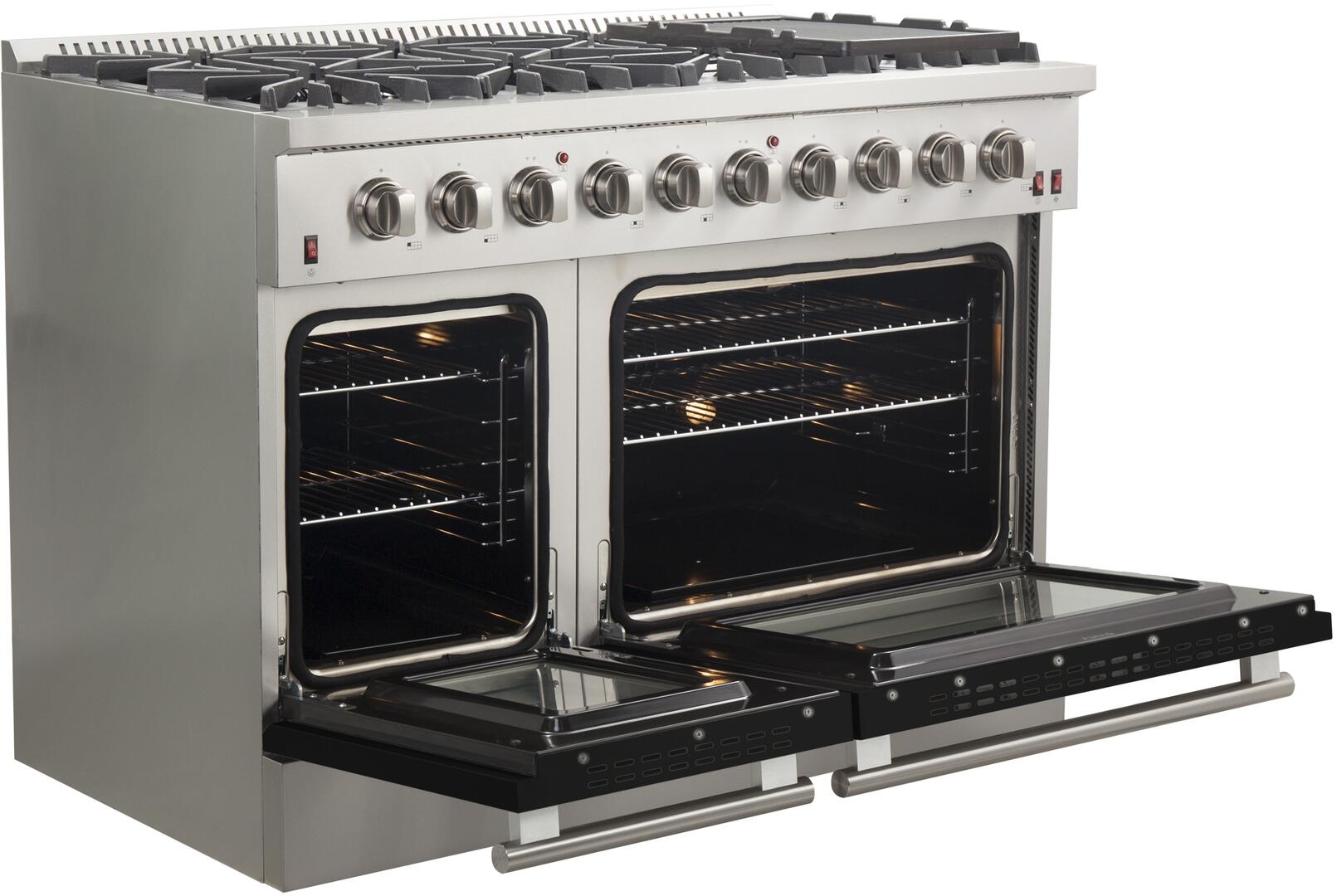 FFSGS6244-48BLK 48"" Natural Gas Range with 6.58 cu. ft. Total Capacity ...