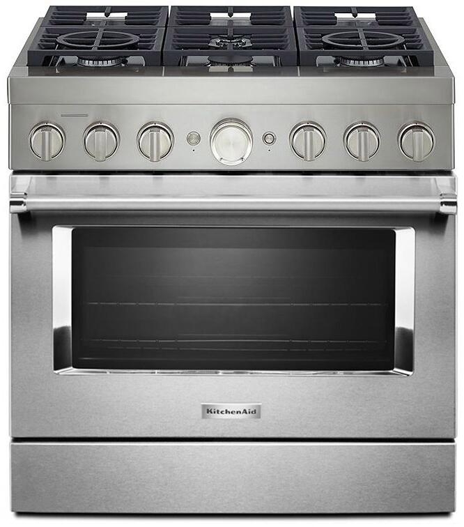 KFGC506JSS 36"" Smart Commercial-Style Gas Range with 6 Burners 5.1 cu ...