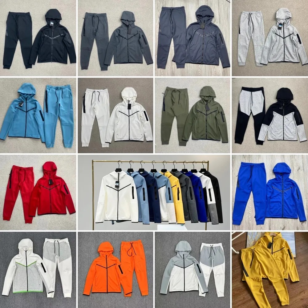 Men's Fashion Tracksuit Tech Flece Sports Tracksuits Suit Zipper Hoodis ...