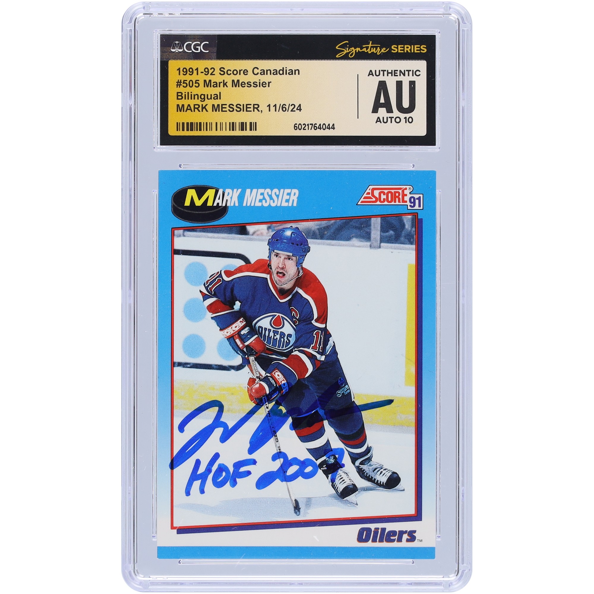 Mark Messier Edmonton Oilers Autographed 1991-92 Score Canadian ...