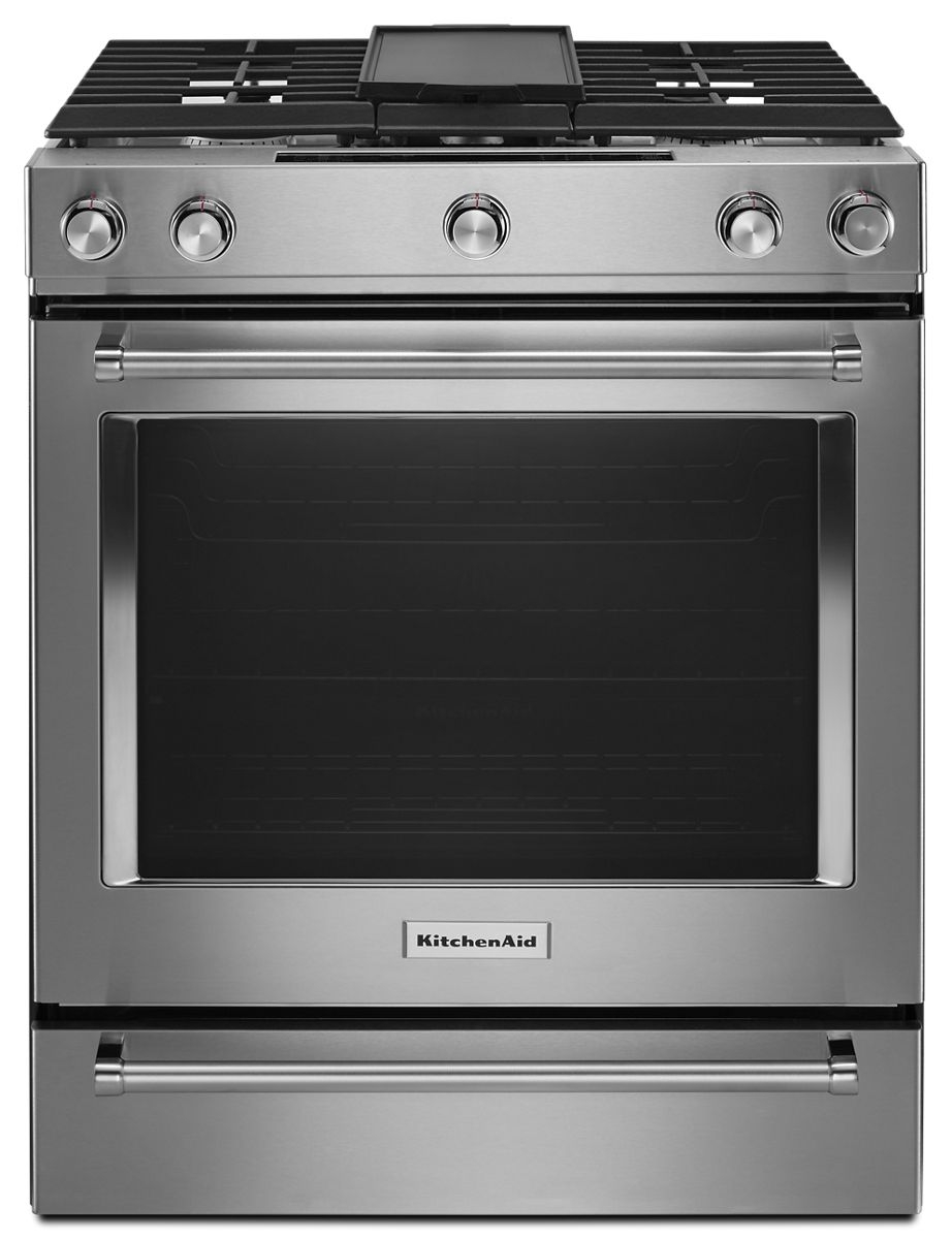 KitchenAid® 30-Inch 5-Burner Dual Fuel Convection Slide-In Range with ...