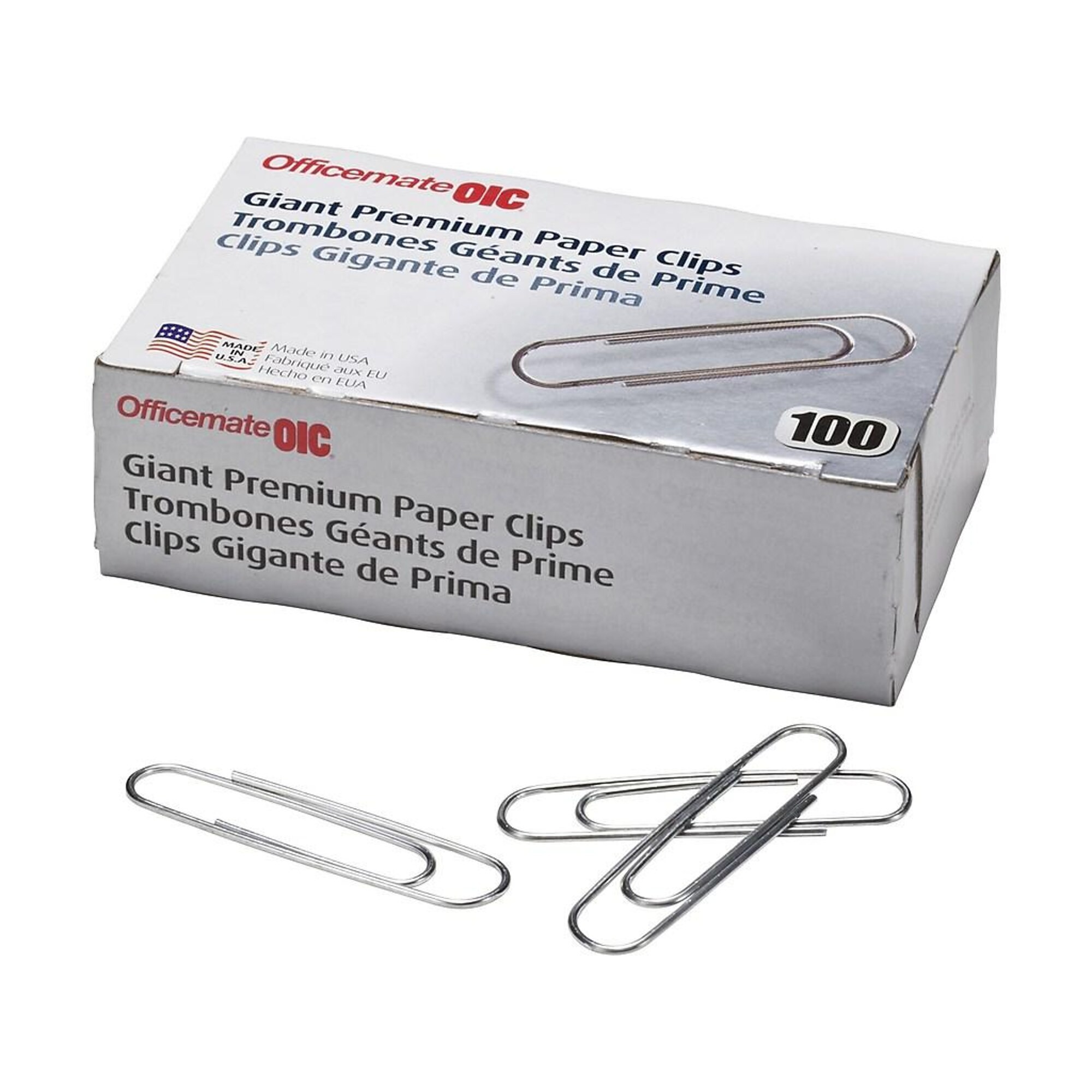 Officemate Premium Paper Clips, Giant, Silver, 100/Box, 10 Boxes/Pack ...