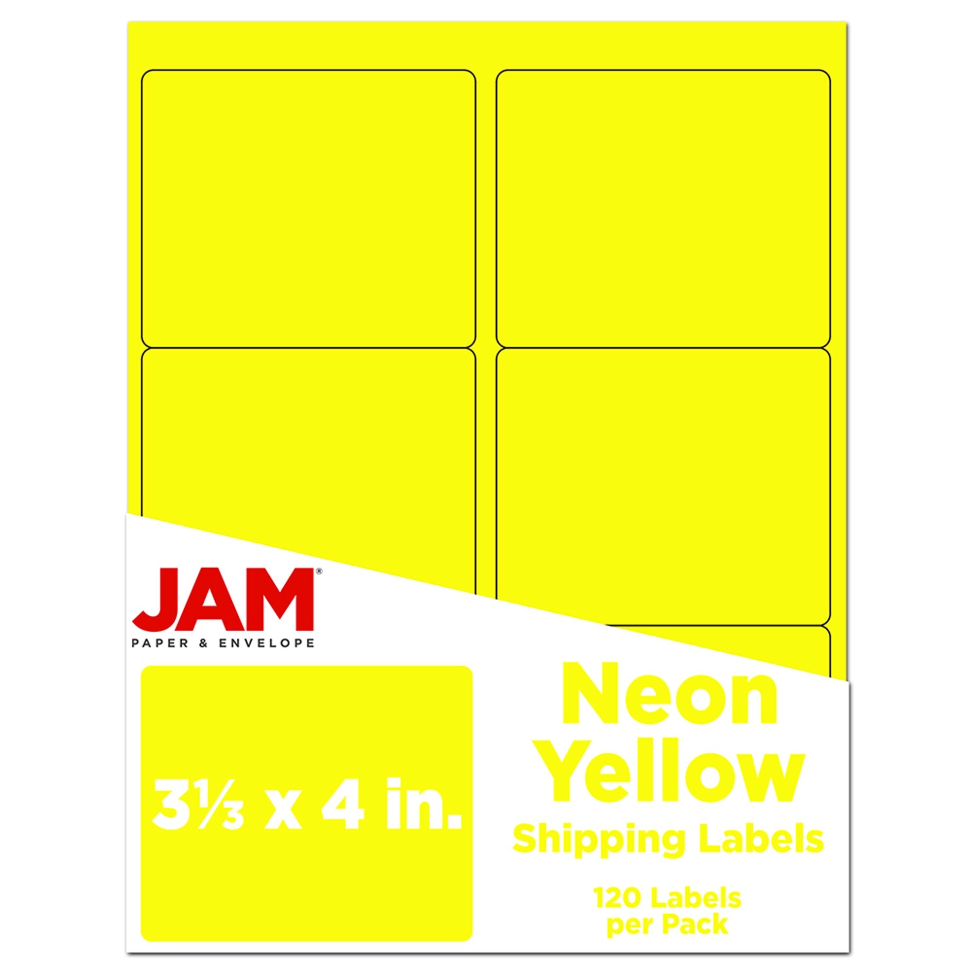 JAM Paper Shipping Label, 3 1/3 x 4, Neon Yellow, 6 Labels/Sheet, 20 ...