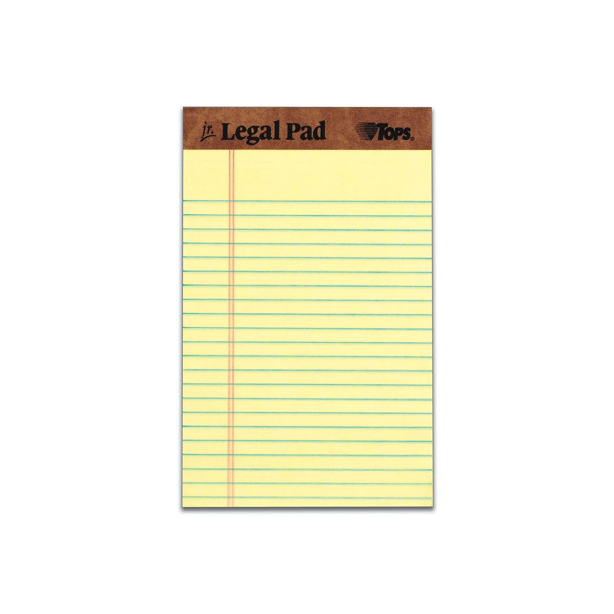 TOPS The Legal Pad Notepads, 5 x 8, Legal, Canary, 50 Sheets/Pad, 12 ...