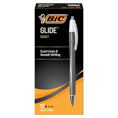 BIC Glide Exact Retractable Ballpoint Pen, Fine Point, 0.7mm, Black Ink ...