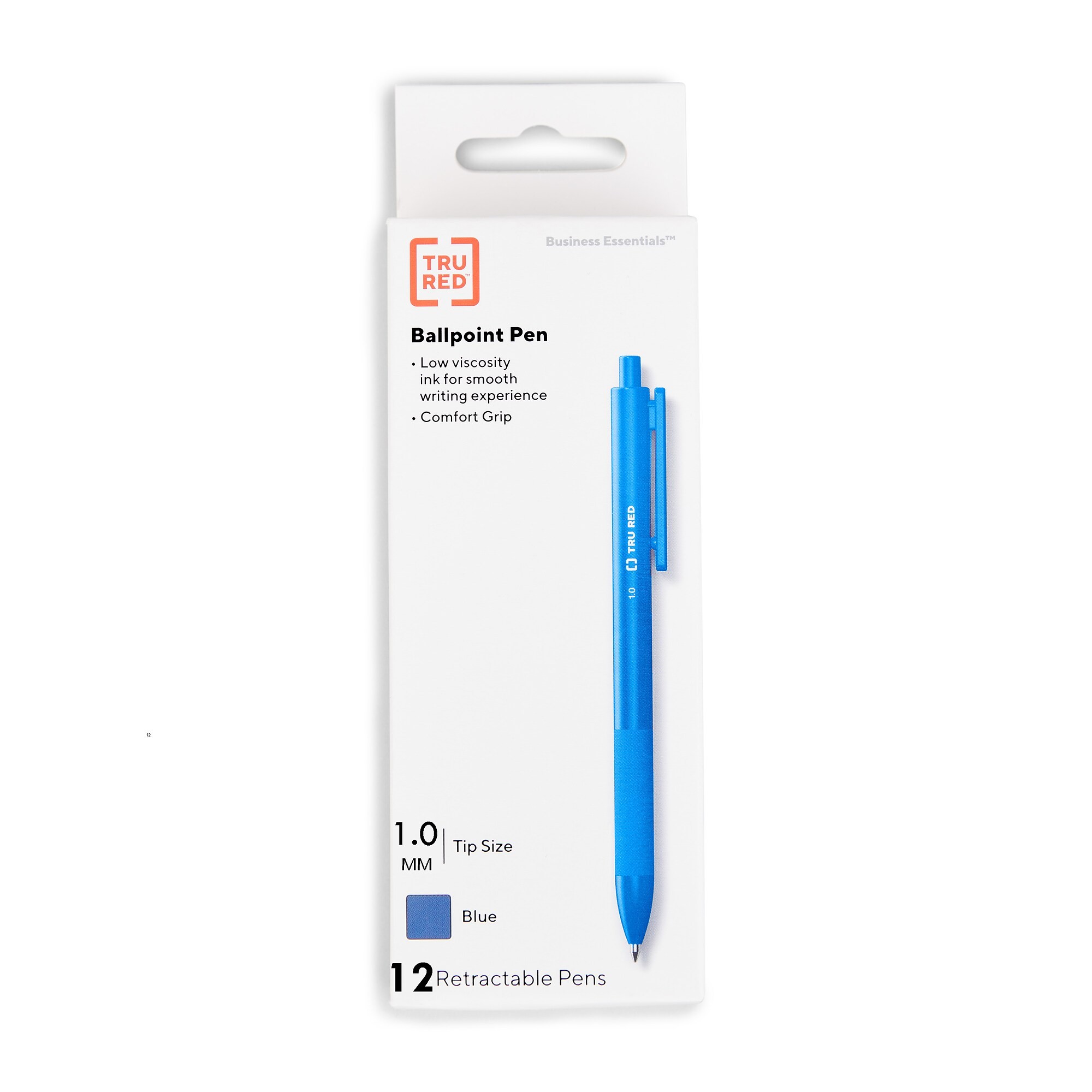 TRU RED™ Ballpoint Gripped Retractable Pen, Medium Point, 1.0mm, Blue ...