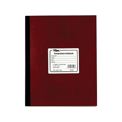 TOPS Computation Notebooks, 9.5 x 11.75, Quad, 75 Sheets, Red (35126 ...