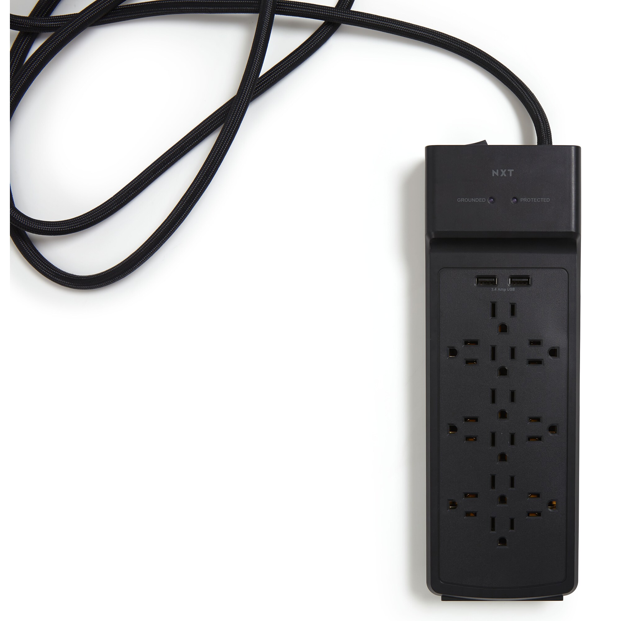 NXT Technologies 12-Outlet 2 USB Surge Protector, 8 Braided Cord, 3900 ...
