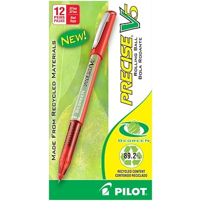Pilot Precise V5 BeGreen Rollerball Pens, Extra Fine Point, Red Ink ...